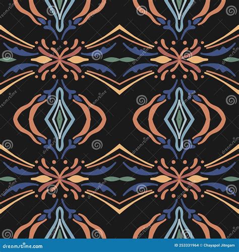 Tile Seamless Pattern Design With Colourful Motifs Background Stock Vector Illustration Of