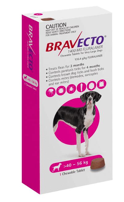 Bravecto Pastillas Antipulgas Antigarrapatas 1400 Mg 40 56 Kg Bravecto