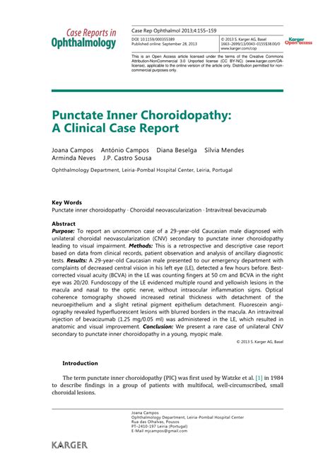 Pdf Punctate Inner Choroidopathy A Clinical Case Report