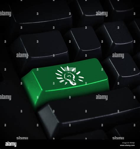 Computer Keyboard With Light Bulb Symbol On It Stock Photo Alamy