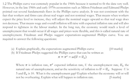 Solved 12 ﻿the Phillips Curve Was Extremely Popular In The