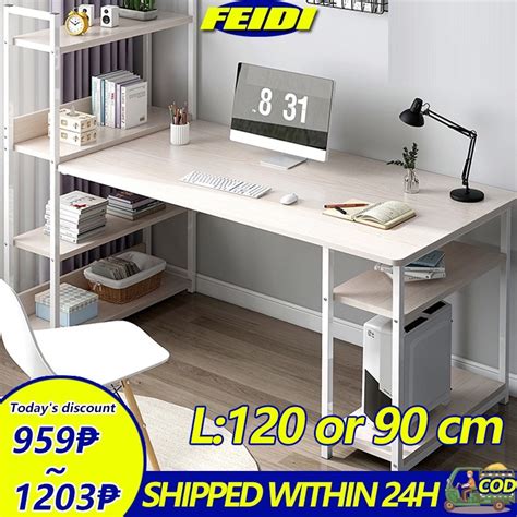 Big Size Computer Table Study Home Office Table Desk Furniture With Large Storage Rack Shopee