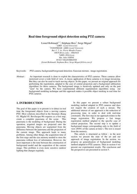 Pdf Real Time Foreground Object Detection Using Ptz Camera