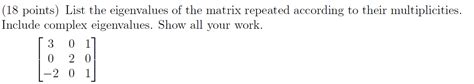 Solved Points List The Eigenvalues Of The Matrix Chegg Com