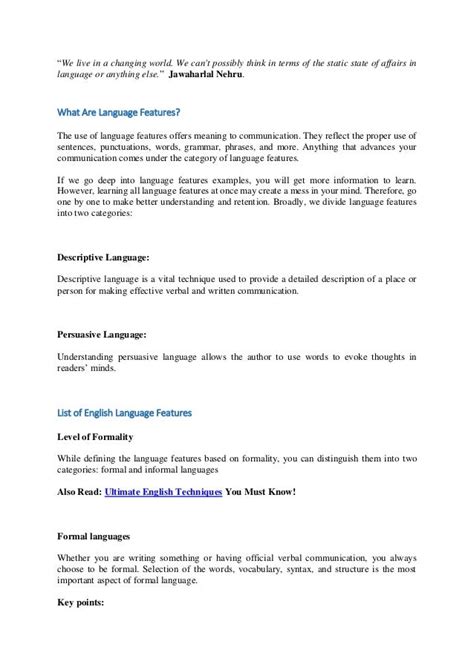 Learn Language Features And Techniques With Examples Pdf