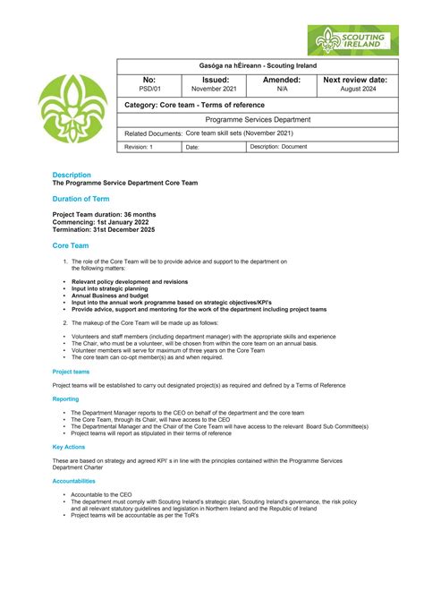 Programme Services Core Team Terms Of Reference By Scouting Ireland Issuu