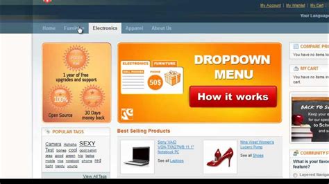 magento dropdown menu youtube