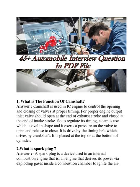 45 Automobile Engineering Interview Questions Pdf Internal Combustion Engine Piston