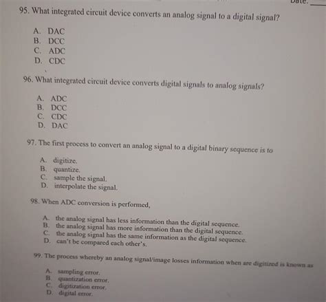 Solved 95 What Integrated Circuit Device Converts An Analog