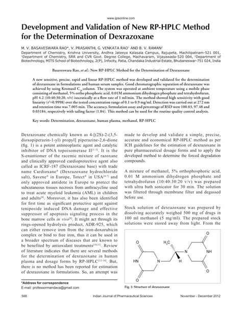 Pdf Development And Validation Of New Rp Hplc Method For The