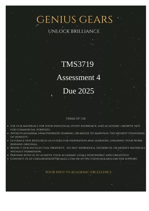 Tms3719 Assessment 4 2025 Exceptional Response Due 2025 Teaching