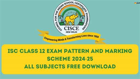 Isc Class 12 Subject Wise Exam Pattern 2024 25 With Marking Scheme And Topic Wise Weightage