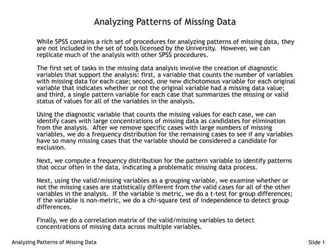 Ppt Analyzing Patterns Of Missing Data Powerpoint Presentation Free Download Id193045