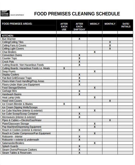 18 Restaurant Cleaning Schedule Templates In Google Docs Google
