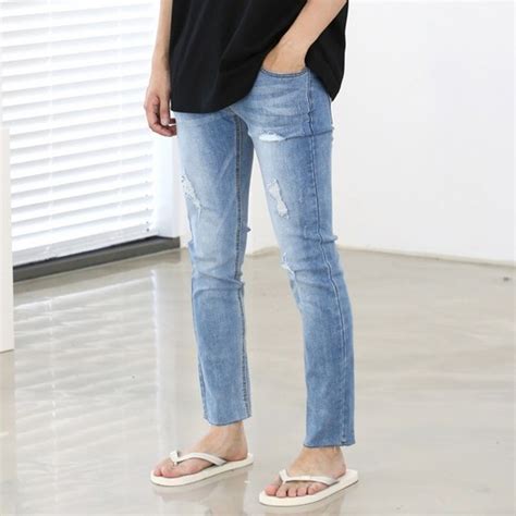 [추천 리뷰] 허벅스 남자 세미 와이드 테이퍼드핏 청바지 9부 레드로 복고풍 데님 팬츠 샵픽