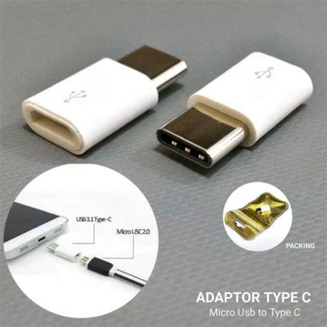 Jual Konektor Konverter Sambungan Rubah Colokan Kabel Microusb Ke Type C Xiaomi Samsung Lenovo