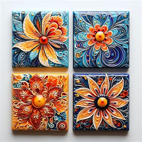 Premium Ai Image A Set Frame Of Glazed Ceramic Paper Resembling Glossy Glazed Ceramic Tiles 2d