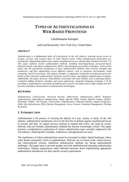 Types Of Authentications In Web Based Frontend Pdf