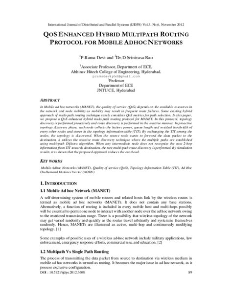 Pdf Qos Enhanced Hybrid Multipath Routing Protocol For Mobile Adhoc Networks Rama Devi