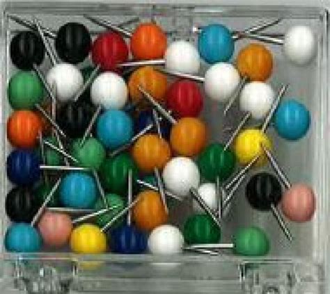 Box Of 50 Large Round Head Map Tacks Assorted Colors By Moore Push Pin Co