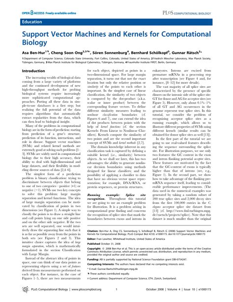 Pdf Support Vector Machines And Kernels For Computational Biology