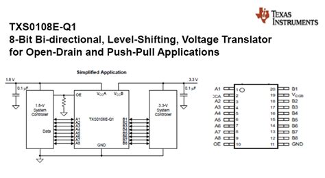 Txs0108e Q1 8 Bit Bi Directional Level Shifting Voltage Translator For Open Drain And Push