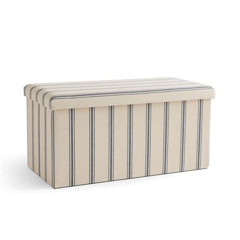 Faux Linen Folkstone Stripe Rectangle Ottoman Dunelm