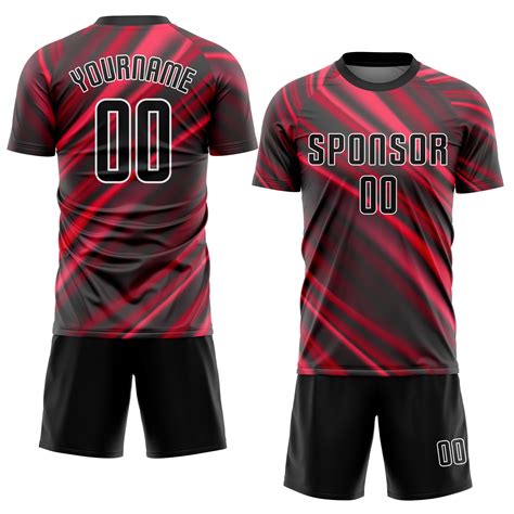 Custom Red Black White Sublimation Soccer Uniform Jersey Nation Fans