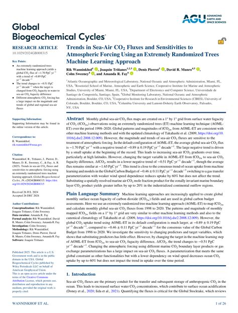pdf trends in sea‐air co2 fluxes and sensitivities to atmospheric forcing using an extremely