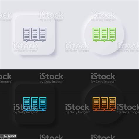 서버 아이콘 세트 웹 디자인 응용 프로그램 Ui 등을 위한 다색 Neumorphism 버튼 소프트 Ui 디자인 아이콘 세트 버튼 벡터 0명에 대한 스톡 벡터 아트 및 기타