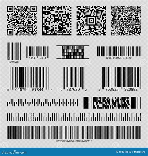 Business Barcodes And Qr Codes Vector Set Rm4scc Postnet Databar Limited Stacked Code 16k