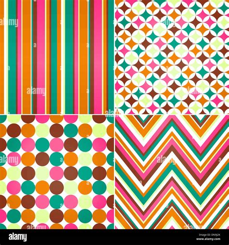 Seamless Stripes Zig Zag And Polka Dots Background Stock Vector Image