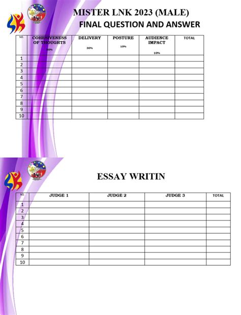 Essay Writing Judge And Tabulation Sheet Pdf