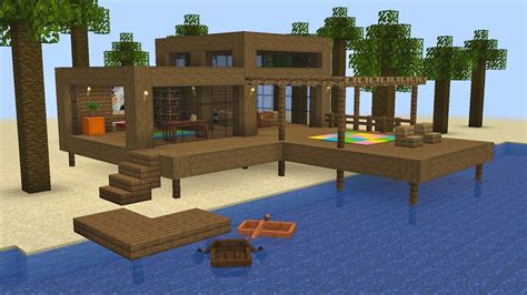 Minecraft How To Build A Wooden Beach House Minecraft Builders