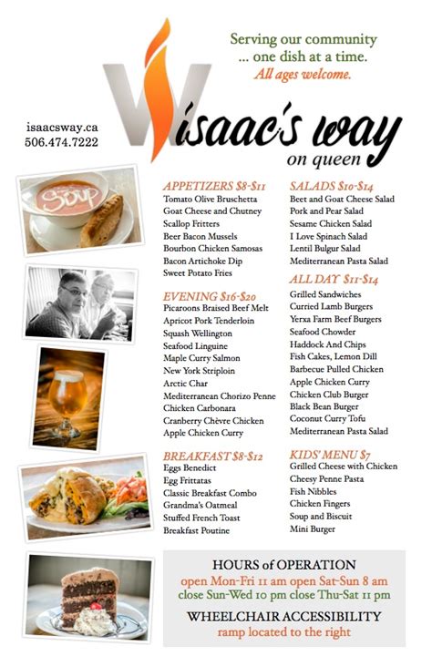 Menu Printer Friendly Isaacs Way