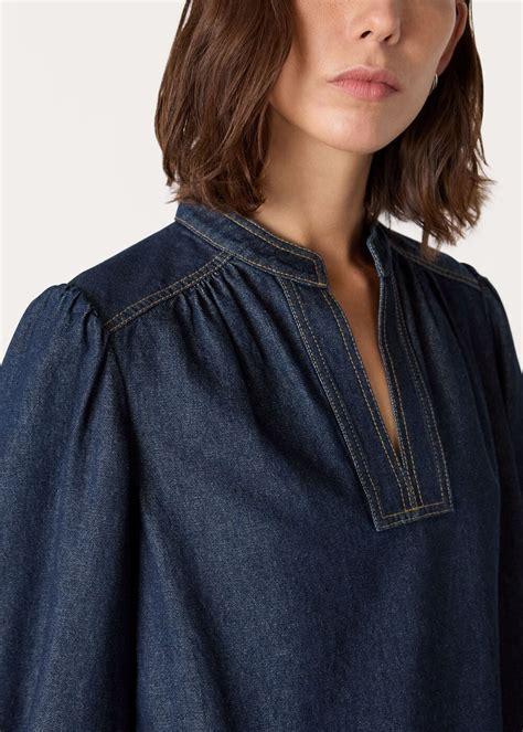 Dark Denim Long Sleeve Shift Mini Dress Whistles Whistles Uk