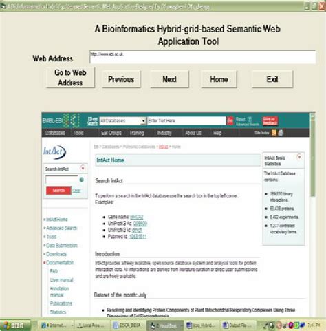 Output Connecting To And Displaying Bioinformatics Databases For