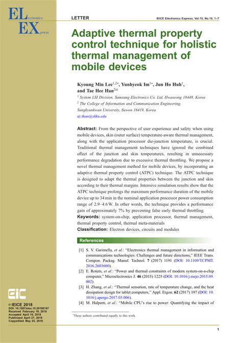 Pdf Adaptive Thermal Property Control Technique For Holistic Thermal