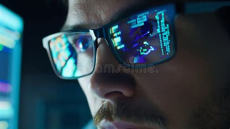 Generative Ai Closeup Portrait Of Focused Software Engineer Wearing