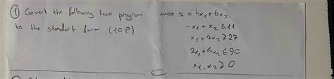 Solved 1 ﻿convert The Following Linear Program Max