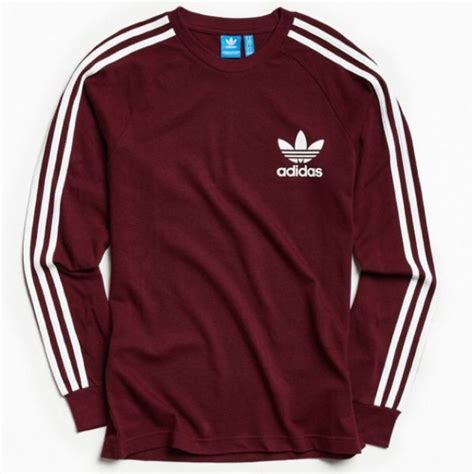 Jual Kaos Adidas Lengan Panjang 3 Stripe Warna Maroon Shopee Indonesia