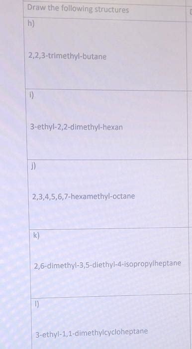 Solved Draw The Following Structures H