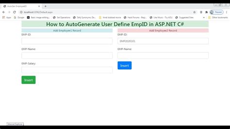 Auto Generate Unique Id In Sql Server Aspnet C Coderbaba Youtube