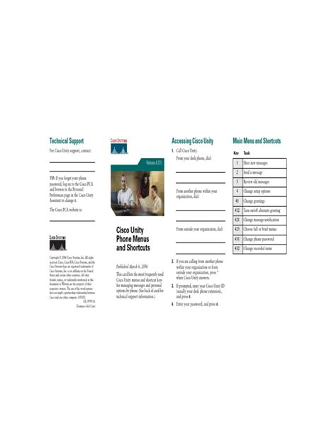 Accessing Cisco Unity Main Menu And Shortcuts Technical Support Pdf