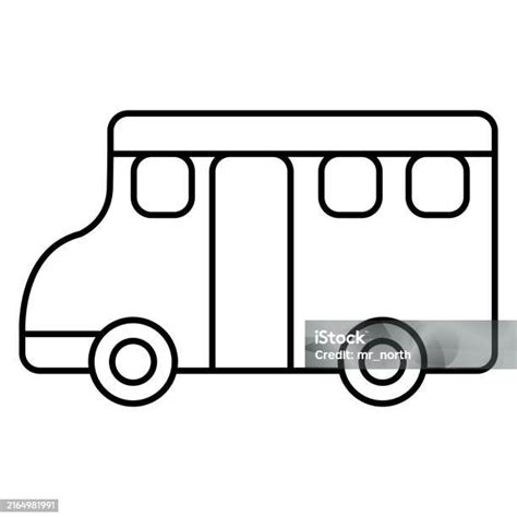 스쿨 버스 아이콘 얇은 선 스타일 벡터 일러스트 레이 션 그래픽 디자인 0명에 대한 스톡 벡터 아트 및 기타 이미지 0명 가방 개념 기호 Istock