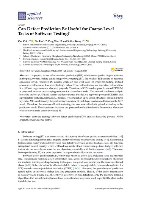 Pdf Can Defect Prediction Be Useful For Coarse Level Tasks Of Software Testing