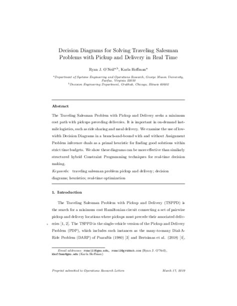 Pdf Decision Diagrams For Solving Traveling Salesman Problems With