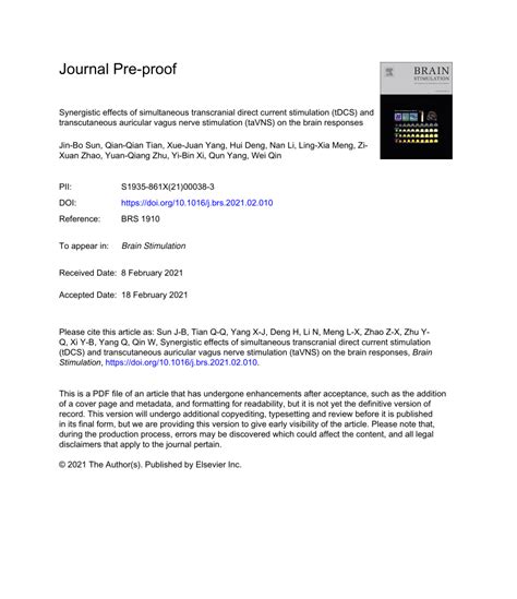Pdf Synergistic Effects Of Simultaneous Transcranial Direct Current