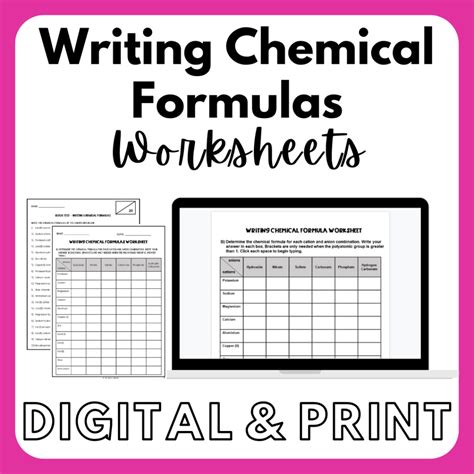 Chemistry Writing Chemical Formulas Practice Worksheets Made By Teachers