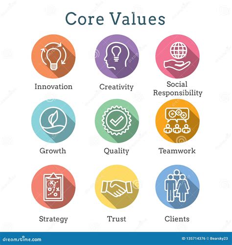 Core Values Outline Line Icon Conveying Integrity Purpose Stock Vector Illustration Of